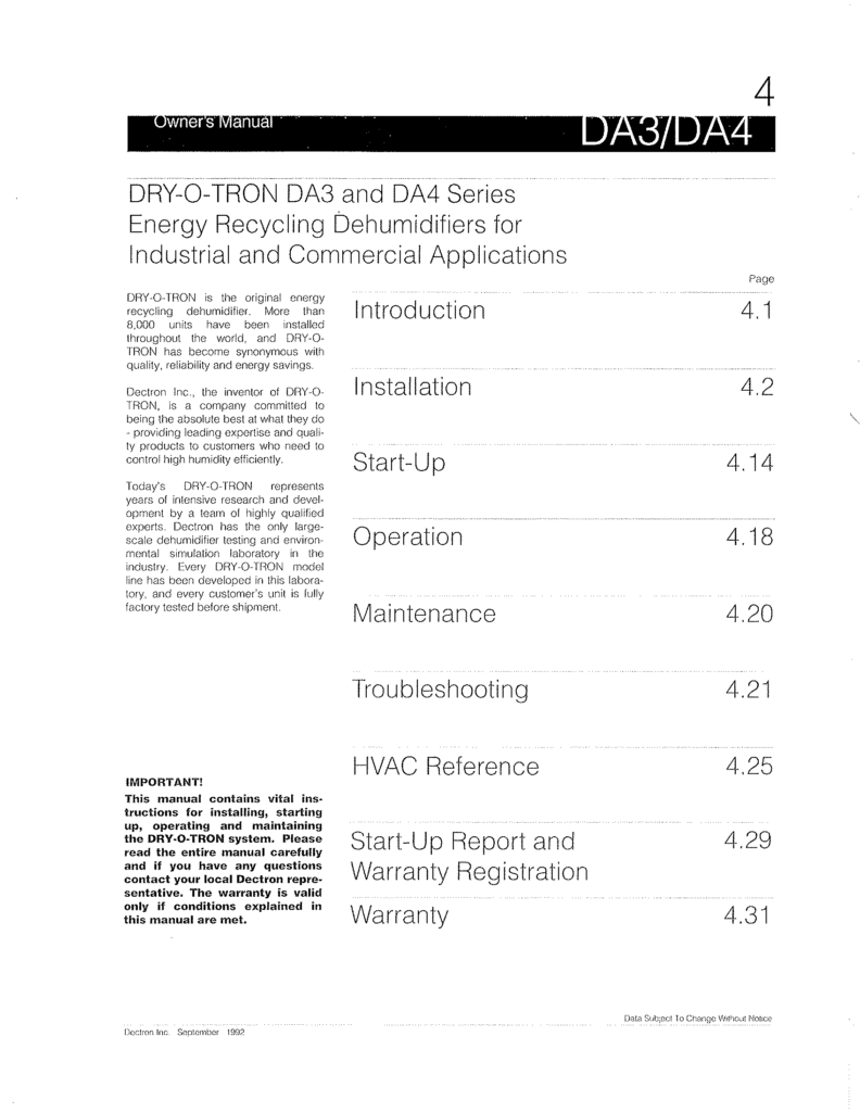 Dectron-Legacy-Manuals – Dehumidified Air Services