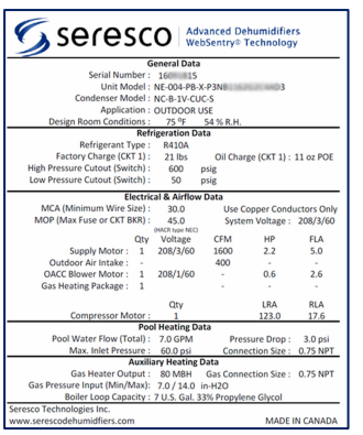 How to Locate your Serial Number – Dehumidified Air Services